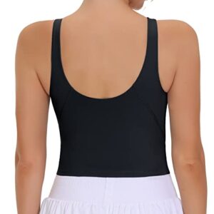 THE GYM PEOPLE Women's Sports Bra Sleeveless Workout Tank Tops Running Yoga Cropped Tops with Removable Padded Black