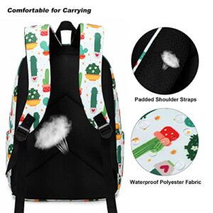 Yusudan Cactus Girls School Backpack, 3 in 1 Set Kids Teens School Bag Bookbag with Lunch Bag Pencil Case