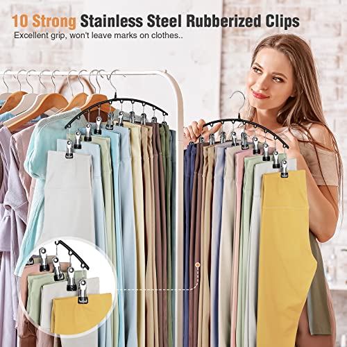 Legging Organizer for Closet, RELBRO 2 Packs Closet Leggings Hangers with 20 Rubber Coated Clips Multifunctional Closet Organizer with 360° Rotatable Hook for Pants Shorts Hats Tanks - Black