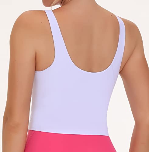 THE GYM PEOPLE Women's Sports Bra Sleeveless Workout Tank Tops Running Yoga Cropped Tops with Removable Padded White