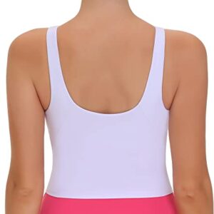 THE GYM PEOPLE Women's Sports Bra Sleeveless Workout Tank Tops Running Yoga Cropped Tops with Removable Padded White