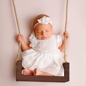 M&G House Newborn Photography Props Swing Prop Wooden Swing Baby Photo Props Wooden Prop Swing Baby Photoshoot Props Newborn Photography Accessory(Brown, 6 Sunflowers)