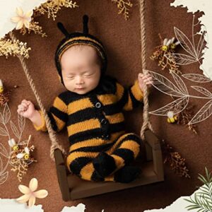 M&G House Newborn Photography Props Swing Prop Wooden Swing Baby Photo Props Wooden Prop Swing Baby Photoshoot Props Newborn Photography Accessory(Brown, 6 Sunflowers)