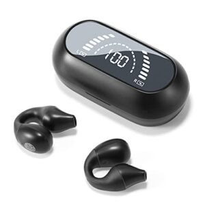 bone conduction headphones bluetooth clip on wireless earbuds open ear headphones sport ear buds air conduction headphones with charging case waterproof outer headphones black