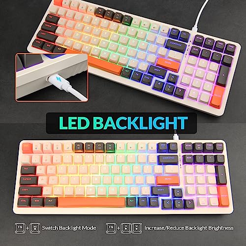 Rii Mechanical Gaming Keyboard,Compact PC Keyboard with Number Pad,Wired Mechanical Keyboard 100 Keys with Backlit,Blue Switch for Mac/Windows/Chrome/Linux/Computer/Laptop/PC