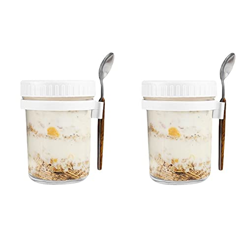 yesme Mason Jars for Overnight Oats, Overnight Oats Containers With Lids, 16oz Overnight Oats Container, Overnight Oats Jars With Lid Glass Dishwasher Safe Oatmeal Container Meal Prep Jars Set of 2