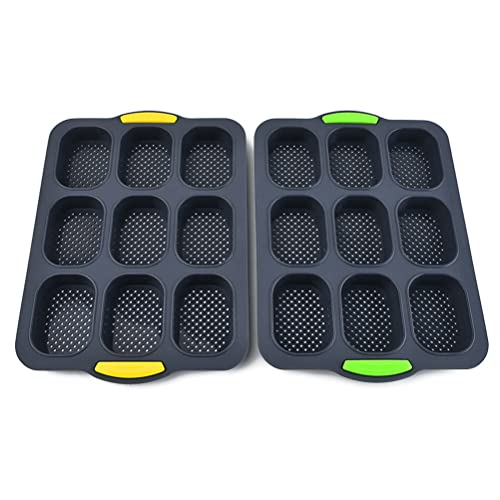 Mini Baguette Pan Silicone Bread Pan 8 Grid Silicone Baguette Baking Tray Non Stick Perforated Pan Cake Baking Mould French Bread Molds Kitchen Baking Tools (b)