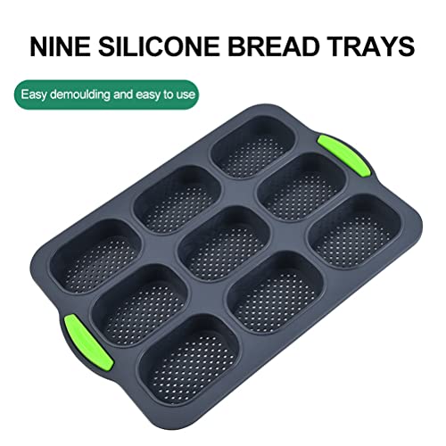 Mini Baguette Pan Silicone Bread Pan 8 Grid Silicone Baguette Baking Tray Non Stick Perforated Pan Cake Baking Mould French Bread Molds Kitchen Baking Tools (b)