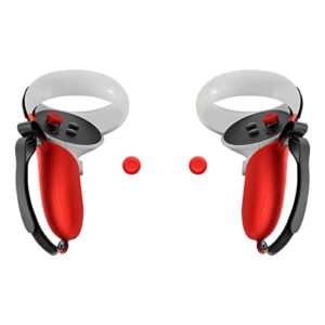 vr controller grips protection cover for oculus quest 2,include controller grip cover,handle controller rocker cap(2pcs set/red)