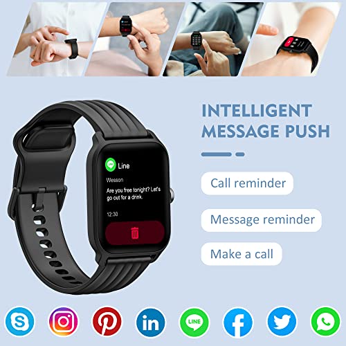 Smart Watch for Men Women - Answer & Make Calls, Alexa Build-in, Blood Oxygen (SpO2) 1.8 inch HD Screen iP68 Waterproof, Heart Rate Sleep Monitor, Fitness Tracker Compatible with Android and iOS Phone