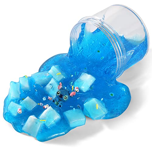 3 Packs Jelly Cube Crunchy Slime Kit,Non Sticky,Super Soft Sludge Toy,Birthday Gifts for Kids,DIY Crystal Glue Boba Slime Party Favor for Girls & Boys(Blue,Yellow,Pink)