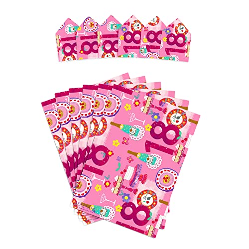 CENTRAL 23 Birthday Wrapping Paper For Women - 18th Birthday - 6 Sheets of Pink Gift Wrap - Birthday Drinks - Flower - For Girls Her Friends - Age 18 - Recyclable