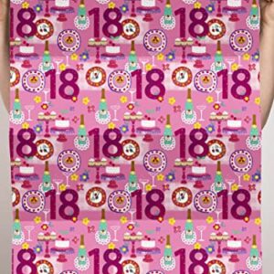 CENTRAL 23 Birthday Wrapping Paper For Women - 18th Birthday - 6 Sheets of Pink Gift Wrap - Birthday Drinks - Flower - For Girls Her Friends - Age 18 - Recyclable