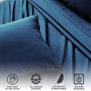 Great Bay Home 4-Piece Luxury Bamboo King Sheet Set. Silky Soft Blend of Rayon Derived from Bamboo, Cooling Bed Sheets, Wrinkle Resistant. Breathable, Cool Sheets for Hot Sleepers. Ocean.