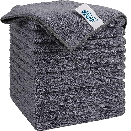 HOMEXCEL Microfiber Cleaning Cloth, 12 Pack Premium Microfiber Towels for Cars, Lint Free, Scratch-Free, Highly Absorbent, and Reusable Cleaning Rags for Car, Household, Kitchen, Window, 12"X12" Grey