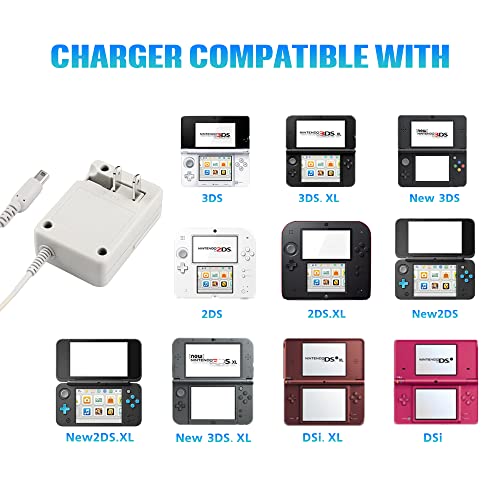 2DS Charger Kit, AC Power Adapter Charger and Stylus Pen for Nintendo 2DS, Wall Travel Charger Power Cord Charging Cable (100-240 v)