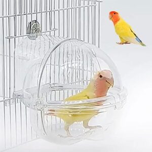 muyg bird bath box for cage, parrot hanging planet bathtub no-leakage transparent omnidirectional observation tub shower box birds cage accessory for canary parrot crested cockatiel lovebird