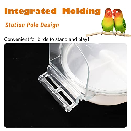 MUYG Bird Bath Box for Cage, Parrot Hanging Planet Bathtub No-Leakage Transparent Omnidirectional Observation Tub Shower Box Birds Cage Accessory for Canary Parrot Crested Cockatiel Lovebird