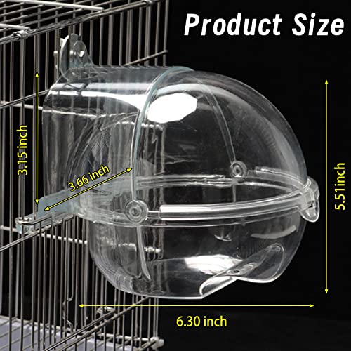 MUYG Bird Bath Box for Cage, Parrot Hanging Planet Bathtub No-Leakage Transparent Omnidirectional Observation Tub Shower Box Birds Cage Accessory for Canary Parrot Crested Cockatiel Lovebird