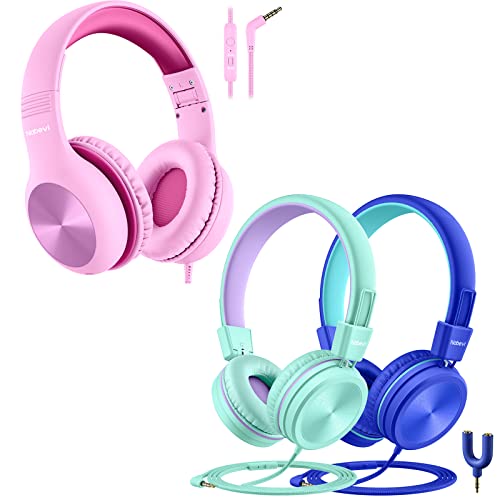 Nabevi Kids Headphones with Microphone, Over-Ear Headphones for Kids Boys Girls