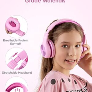 Nabevi Kids Headphones with Microphone, Over-Ear Headphones for Kids Boys Girls