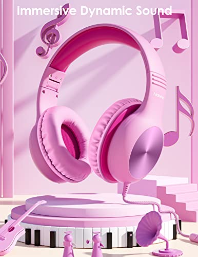 Nabevi Kids Headphones with Microphone, Over-Ear Headphones for Kids Boys Girls