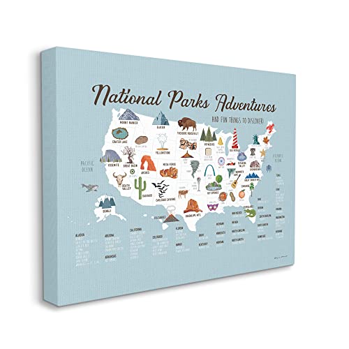 Stupell Industries National Parks Adventures USA Map Canvas Wall Art, Design by Stephanie Workman Marrott