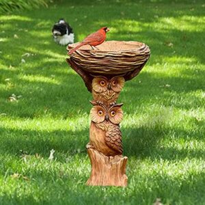 bird baths for outdoors, brown pedestal handmade, antique outdoor garden bird bath resin birdbath bowl, handmade gifts for outdoor home garden, yard lawn decorations