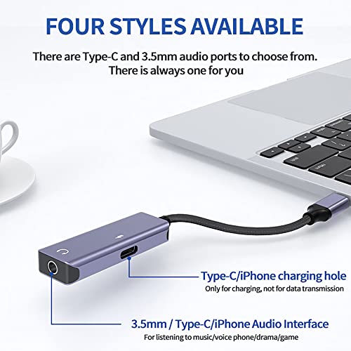 USB c to 3.5mm Headphone and Charger Adapter,2-in-1 USB C PD 3.0 Charging Port to Aux Audio Jack and Fast Charging Dongle Cable Cord Compatible with Samsung Galaxy S22 S21 S20, Google Pixel 4 3 XL