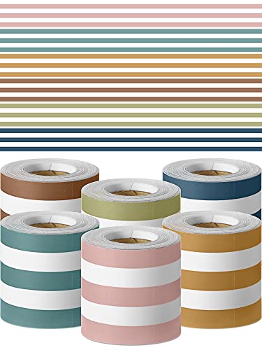 6 Rolls 196.8 ft Fall Bulletin Board Borders Thanksgiving Autumn Pumpkin Maple Leaf Mushroom Border Classroom Bulletin Trim Border for School Chalkboard Decor Office Party (Line)