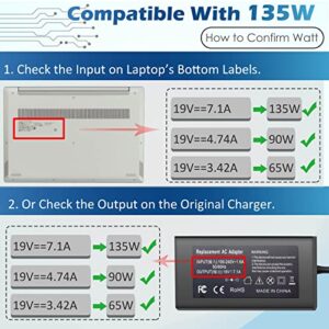 135W Laptop Charger Replacement for Acer Nitro 5 Gaming Laptop AN515-57 AN515-56 AN515-55 AN515-54 AN515-53 AN515-52 AN515-51 AN515-50 AN515-44 AN515-43 AN515-42 AN515-41 AC Adapter Power Supply Cord