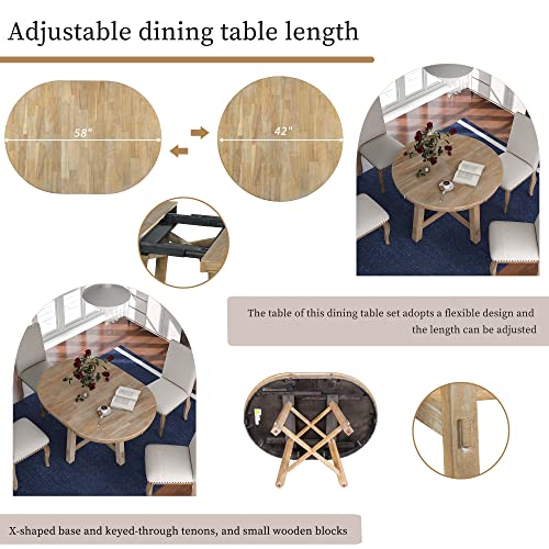 LCH, Farmhouse Round Extendable Dining 16" Leaf Kitchen Table (Natural Wood Wash)