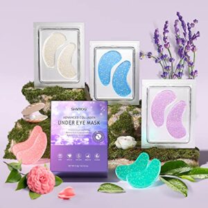 SHVYOG Under Eye Patches, Under Eye Mask for Dark Circles and Puffiness, Eye Gel Pads for Puffy Eyes, Anti Aging Eye Bags Treatment for Women, Pearl, Green Tea, Camellia, Marine Collagen, Lavender