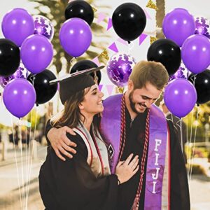 Purple Black Balloon Garland Arch Kit - 117PCS Black and Purple Balloons Confetti Balloons for Black Party Wedding Anniversary Birthday Graduation Retirement Halloween Party Decorations