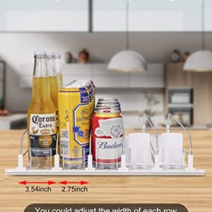 Soda Can Dispenser for Refrigerator - 5 Row Automatic Pusher Glide, Drink Organizer for Fridge, Soda Can Drink Organizer for Fridge, Width Adjustable Beverage Pusher Glide, soda dispenser for fridge