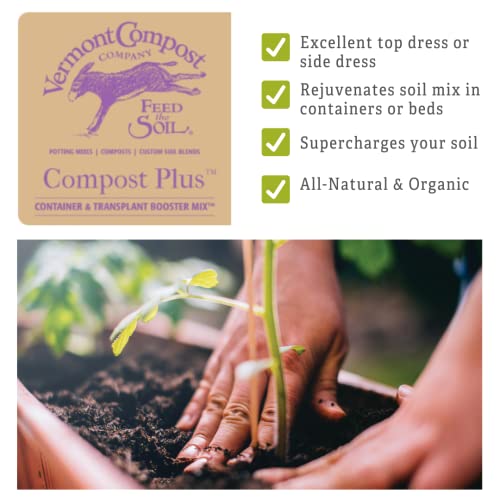 Vermont Compost Company - Compost Plus Organic Container and Transplant Booster Mix | All-Natural Potting Soil for Plants & Vegetable Gardening - 20 Quarts | Gardener's Supply Co Exclusive