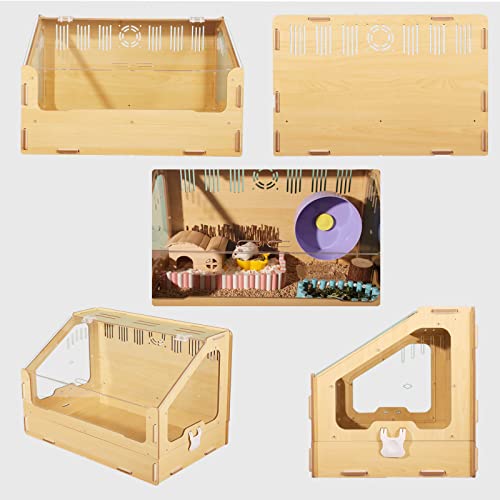 Hamster Cage Large Wooden Hamster Cages and Habitats for Dwarf Hamster, Guinea Pig, Chinchilla, Openable Skylight Top, Detachable Type, Easy Clean Chew-Proof (31.5" L * 15" W * 15.5" H, Cage Only)