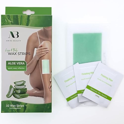 Amira Beauty - Wax Strips Infused with Aloe Vera Pre Applied Ready to Use Hair Removal Waxing Strips for Legs and Body Suitable for All Skin Types (32)