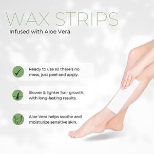 Amira Beauty - Wax Strips Infused with Aloe Vera Pre Applied Ready to Use Hair Removal Waxing Strips for Legs and Body Suitable for All Skin Types (32)