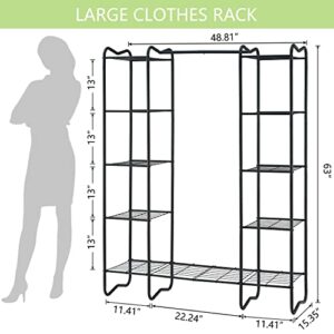 Gewudraw Heavy Duty Garment Closet Organizer Rack -B Style and E Style