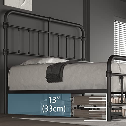 Doletaitan California-King-Bed-Frame-Metal-Platform Bed Frame with 49" High-Headboard - Solid Quite Easy Set Up Mattress Foundation No Box Spring Needed