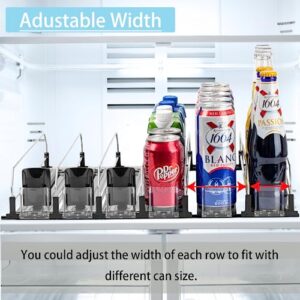 2PACK Drink Organizer for Fridge, 6 Rows Large Capacity Self-Pushing Soda Can Organizer for Refrigerator, Soda Can Dispenser Can Storage Organizer Pantry Vending Machine (12 Inches - 6 Rows, Clear)