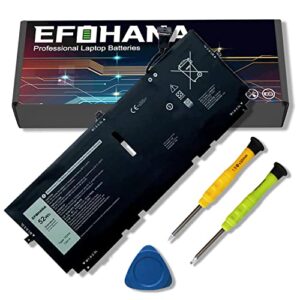 efohana 722kk laptop battery replacement for dell xps 13 9300 2020 xps 13 9310 2020 xps 13 9380 2020 p117g p117g002 p117g001 series wn0n0 02xxfw 2xxfw fp86v 7.6v 52wh 6800mah