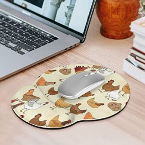 SEPTYK Yellow and White Chicken Pattern Ergonomic Mouse Pad with Wrist Support Rest Gel Non-Slip Rubber Base Mousepad for Computer Laptop Home Office Gaming Pain Relief