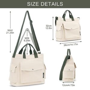 Canvas Tote Bag with Pockets for Women Crossbody Bag Canvas Shoulder Bag Work Tote Bag Hobo Handbag for Women Men