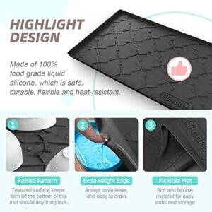 SIKADEER Under Sink Mat for Bathroom Waterproof, 22" x 19" Silicone Under Sink Liner Bathroom Cabinet Shelf Protector, Kitchen Bathroom Cabinet Mat, Under Bathroom Sink Drip Tray Liner (Black)