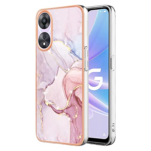 Dinglijia for Oppo A78 Case A58 Phone Case, Soft TPU + IMD Marble Pattern Slim Design Enhanced Camera and Screen Protection Girls and Women Case for Oppo A78 YBBK Rose Gold