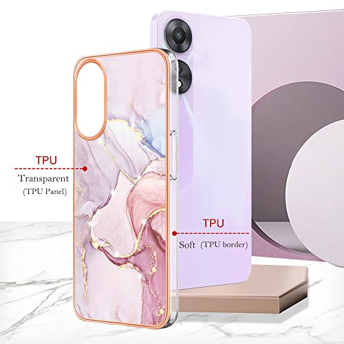 Dinglijia for Oppo A78 Case A58 Phone Case, Soft TPU + IMD Marble Pattern Slim Design Enhanced Camera and Screen Protection Girls and Women Case for Oppo A78 YBBK Rose Gold