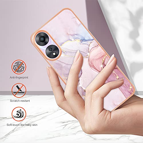 Dinglijia for Oppo A78 Case A58 Phone Case, Soft TPU + IMD Marble Pattern Slim Design Enhanced Camera and Screen Protection Girls and Women Case for Oppo A78 YBBK Rose Gold