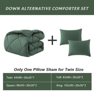 ELNIDO QUEEN King Comforter Set - Green All Seasons Bedding Comforters & Sets with 2 Pillow Cases - 3 Pieces Bed Set - Down Alternative Comforter Set- Bedding Comforter Sets King Size (102x90 inch)